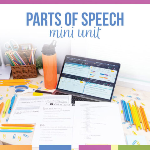 Eight Parts of Speech Mini Unit | Grammar Task Cards, Worksheets, Tests ...