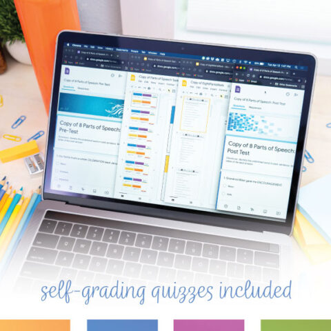 Eight Parts of Speech Mini Unit | Grammar Task Cards, Worksheets, Tests ...