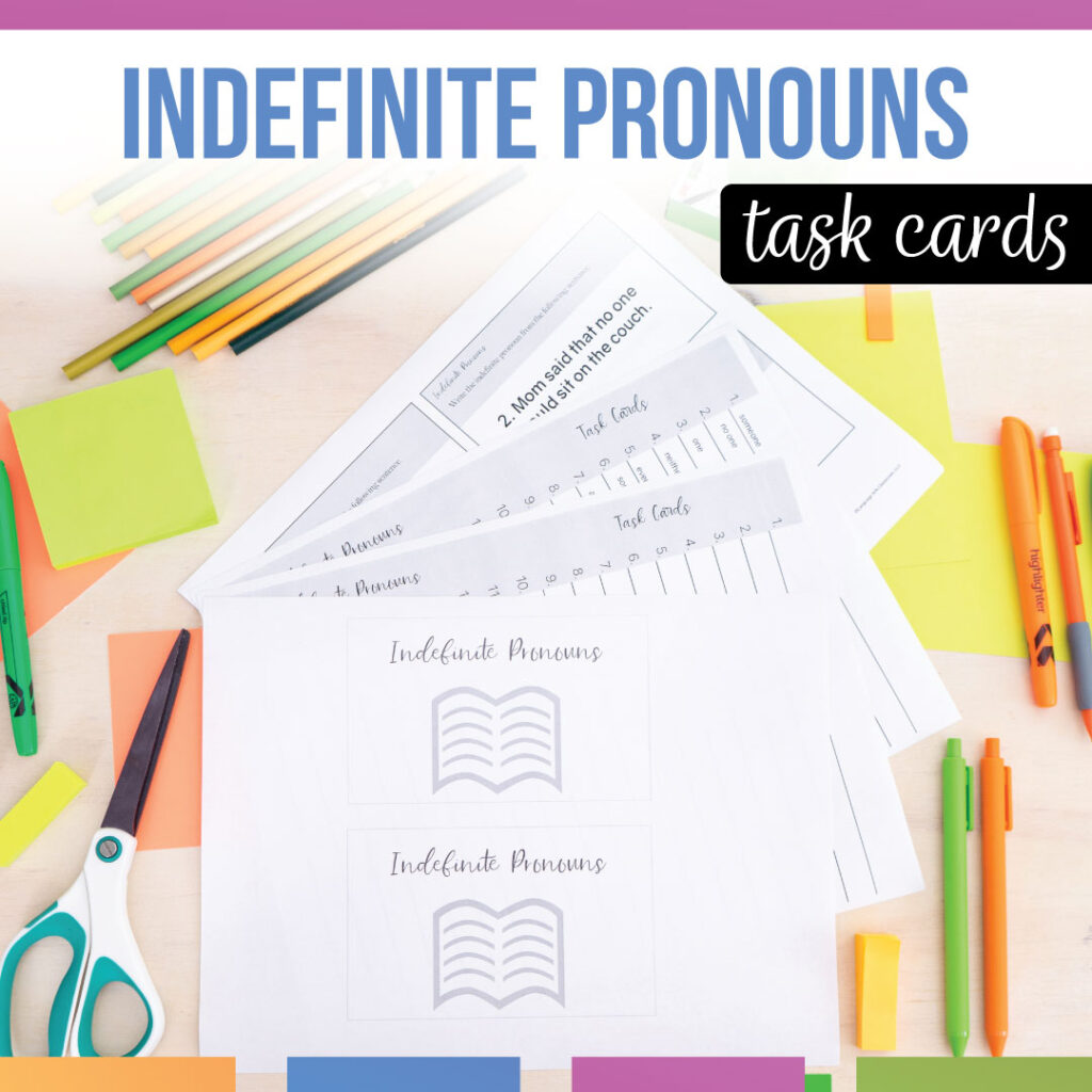 Indefinite Pronouns Task Cards | Pronoun Task Cards – Language Arts ...
