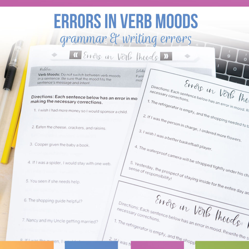 Verb Mood Errors Worksheets | Shift in Verb Moods Worksheets – Language ...