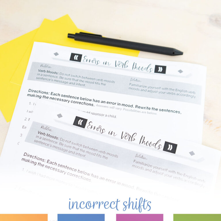 Verb Mood Errors Worksheets | Shift in Verb Moods Worksheets – Language ...