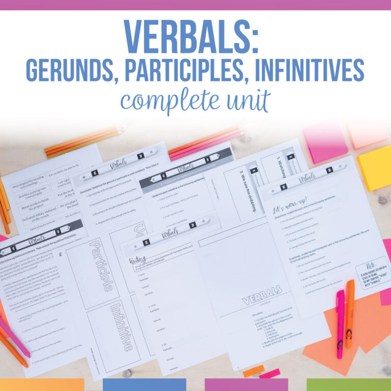 Verbals Unit Lesson Bundle | Participles, Infinitives, Gerunds ...