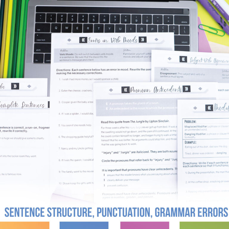 Grammar Worksheets for Middle School Bundle | 150 Easy to Use Grammar ...