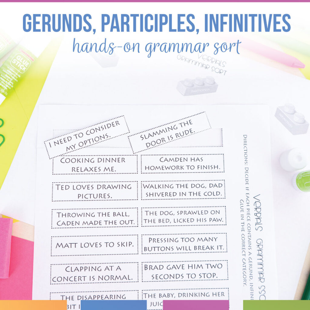 Interactive Verbals Sort Gerunds, Participles, Infinitives Grammar Game ...