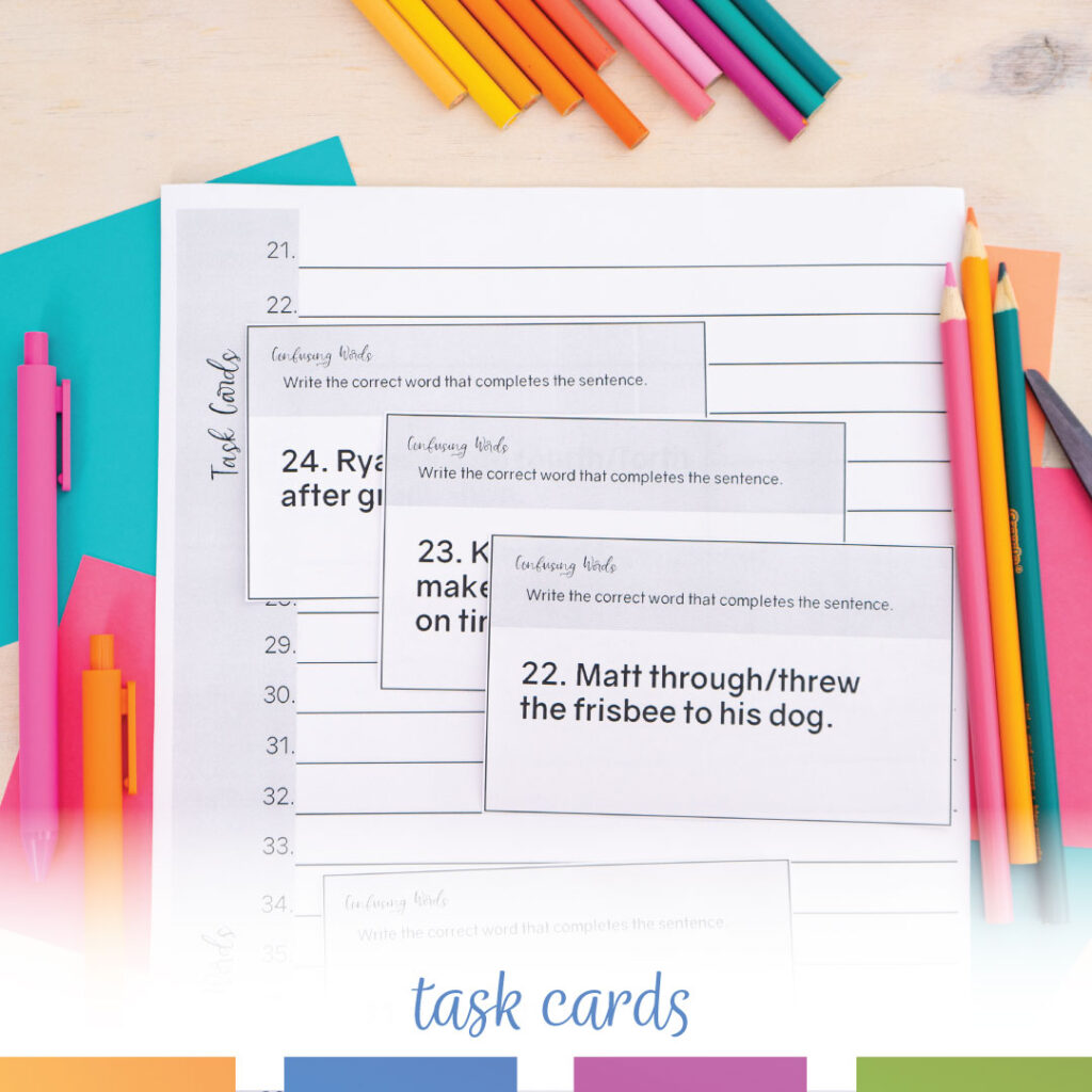 Often Confused Words Activities | Task Cards, Tests – Language Arts ...