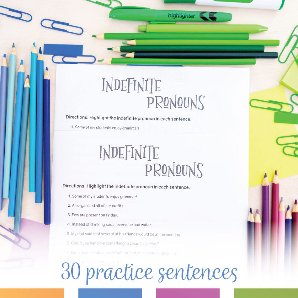 Relative Pronouns & Indefinite Pronouns Worksheets & Note Sheets ...