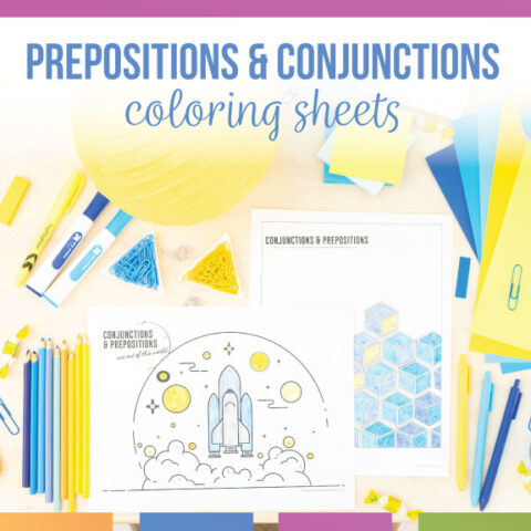 Prepositions & Conjunctions Coloring Sheets | Preposition or ...