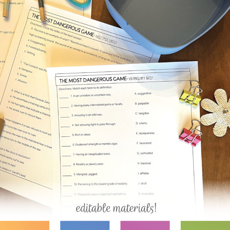 The Most Dangerous Game Lesson Plan, Vocabulary, Quiz, Activities ...